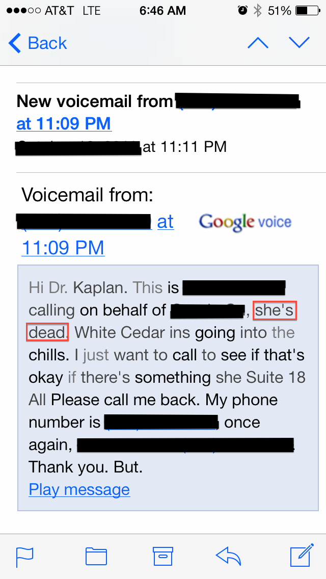 Google Voice redacted email version – BuildMyHealth